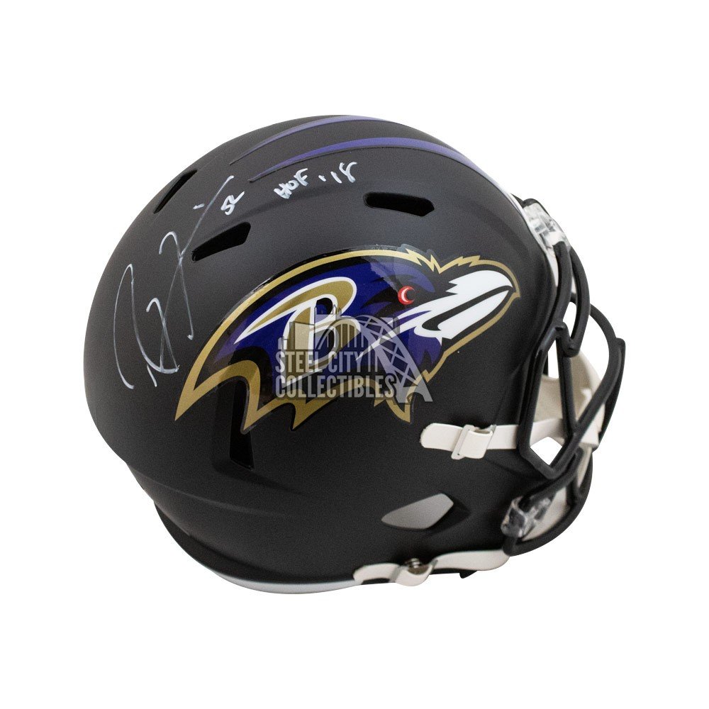 Ray Lewis HOF 18 Autographed Ravens Flat Black Replica Full-Size ...