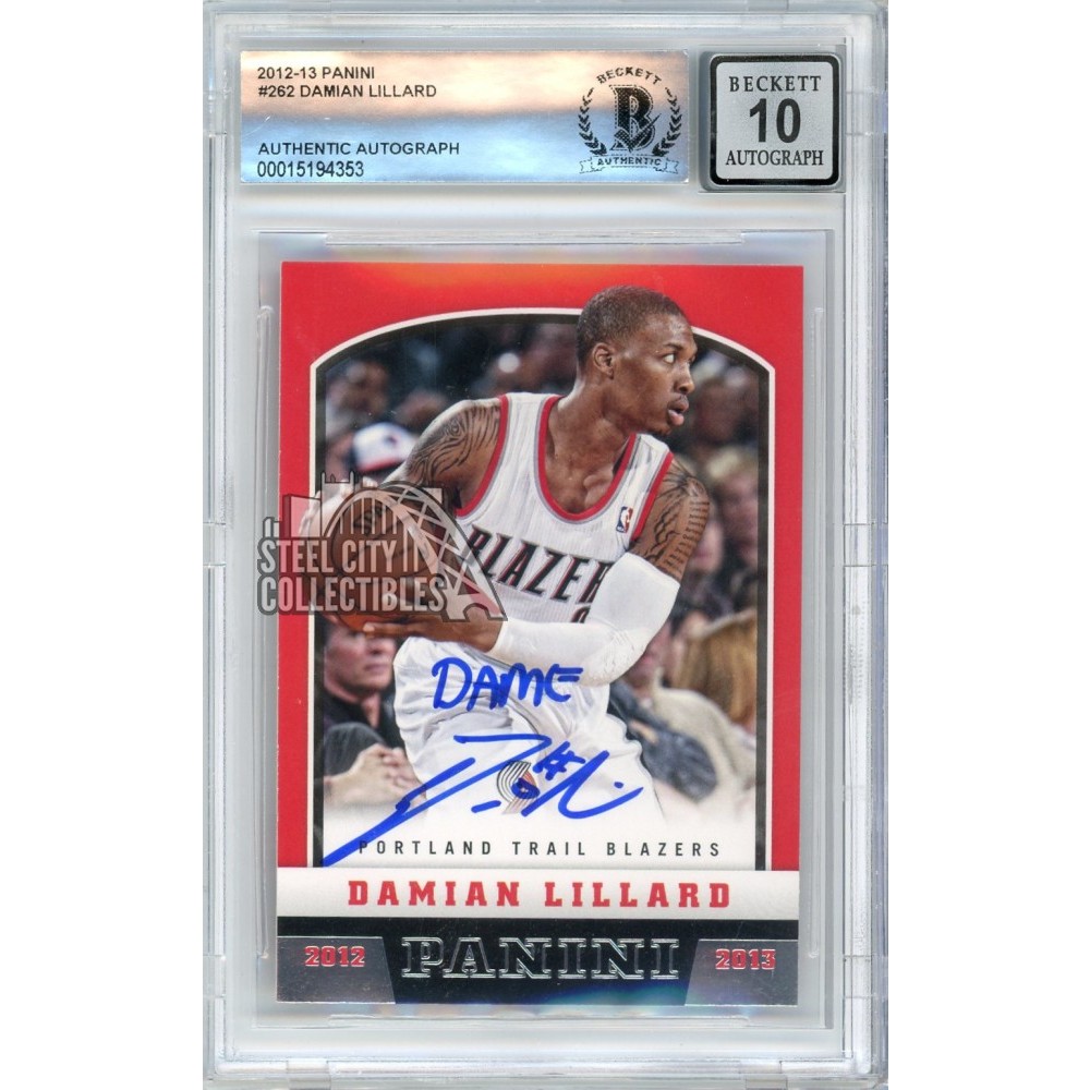 Damian Lillard 2012-13 Panini Autograph "Dame" Rookie Card #262 BAS 10 ...