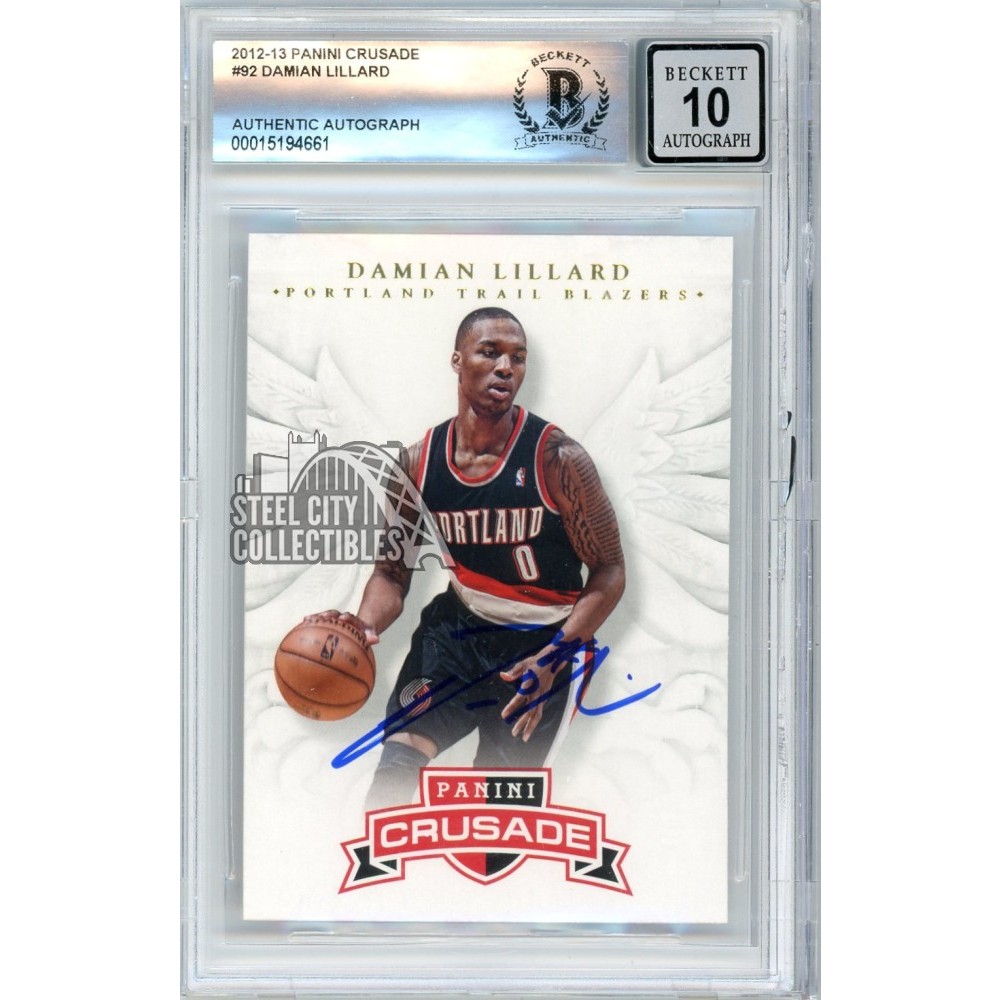 Damian Lillard 2012-13 Panini Crusade Autograph Rookie Card #92 BAS 10 ...