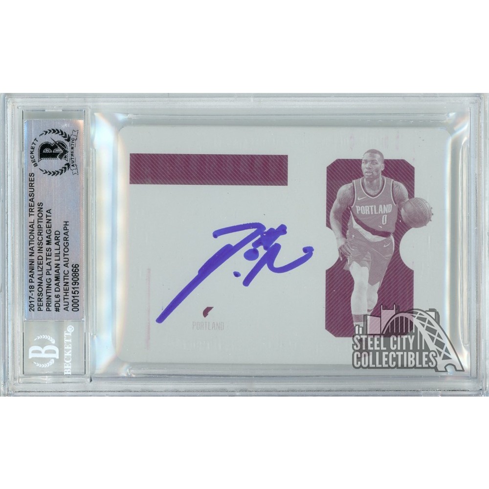 Damian Lillard 2017-18 Panini National Treasures Autograph Printing ...