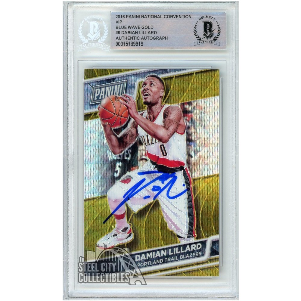 Damian Lillard 2016 Panini National VIP Blue Wave Gold Autograph Card ...