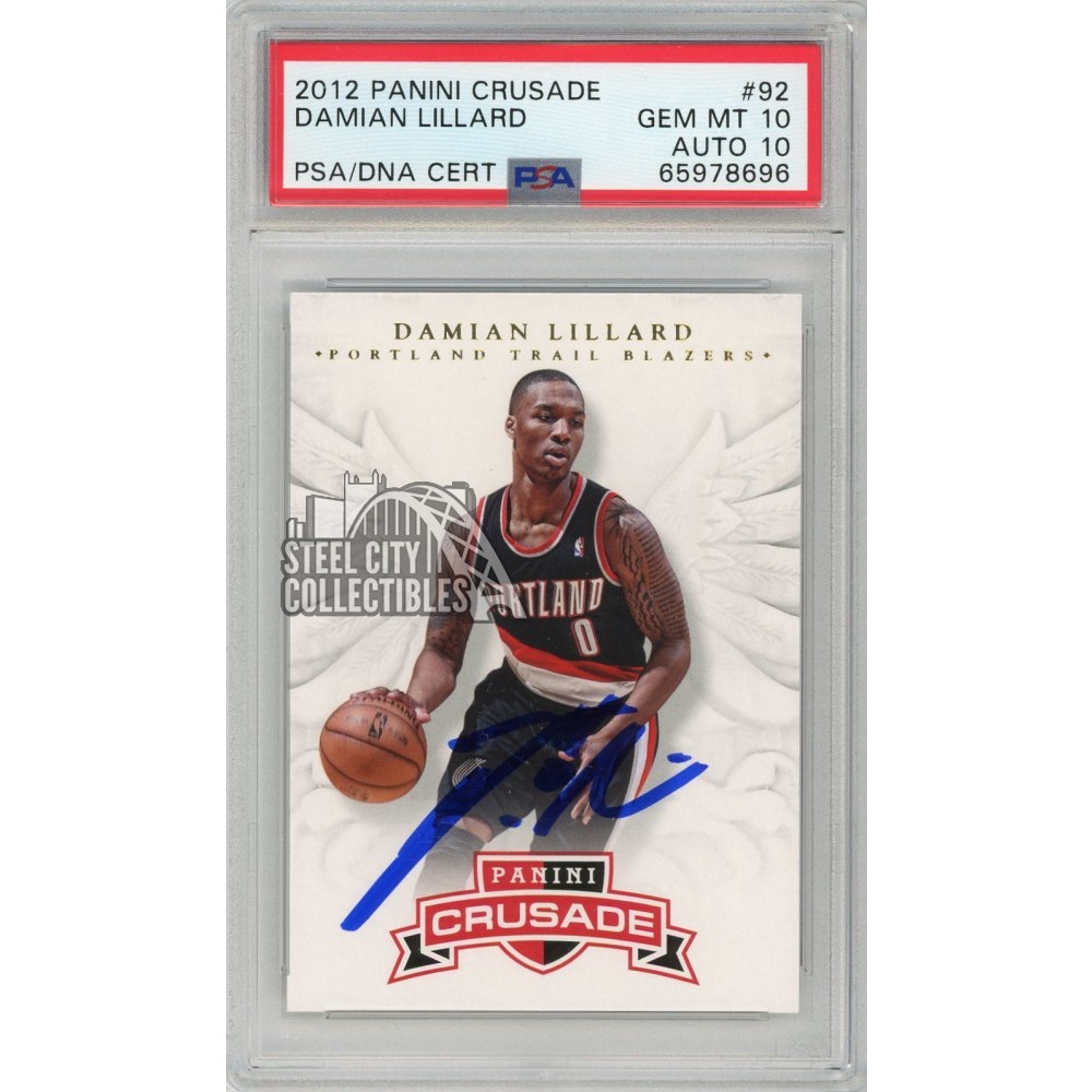 Damian Lillard 2012-13 Panini Crusade Autograph Rookie Card #92 PSA 10 ...
