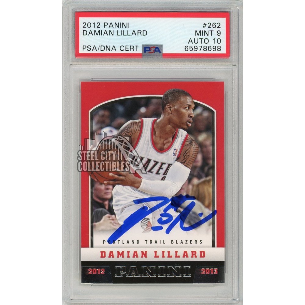 Damian Lillard 2012-13 Panini Autograph Rookie Card #262 PSA 9 PSA/DNA ...