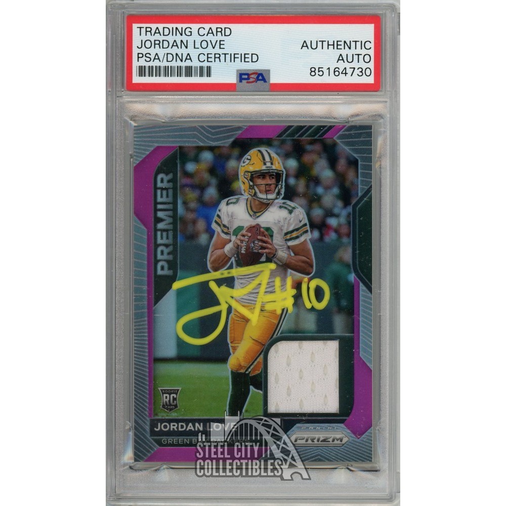 Jordan Love 2020 Panini Prizm Premier Pink Autograph Jersey RC Card #6 ...