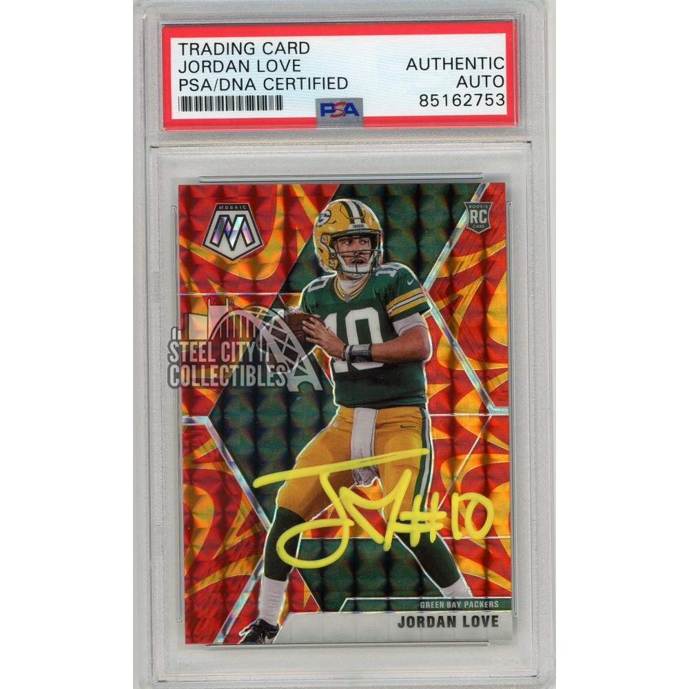 Jordan Love 2020 Panini Mosaic Orange Reactive Autograph Rookie Card ...