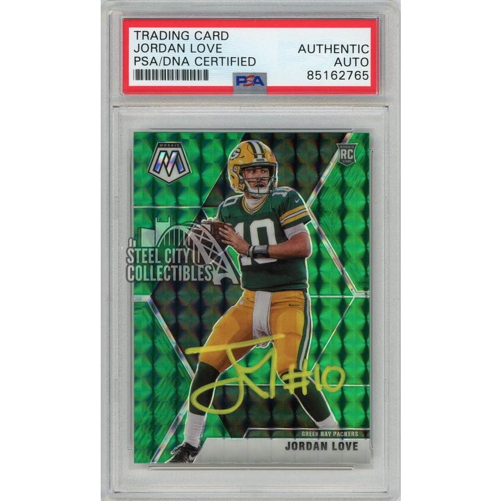 Jordan Love 2020 Panini Mosaic Green Autograph Rookie Card #211 PSA/DNA ...