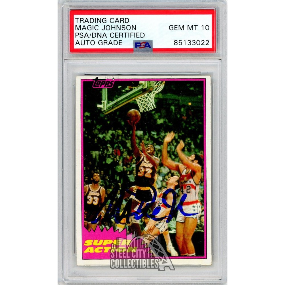 Magic Johnson 1981-82 Topps Super Action Autograph Card #109 PSA/DNA 10 ...