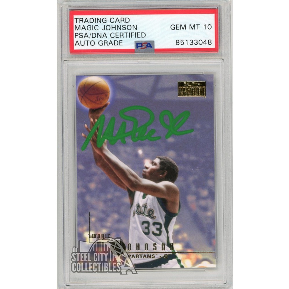 Magic Johnson 2013-14 Fleer Retro Autograph Card #91 PSA/DNA 10 (Green ...