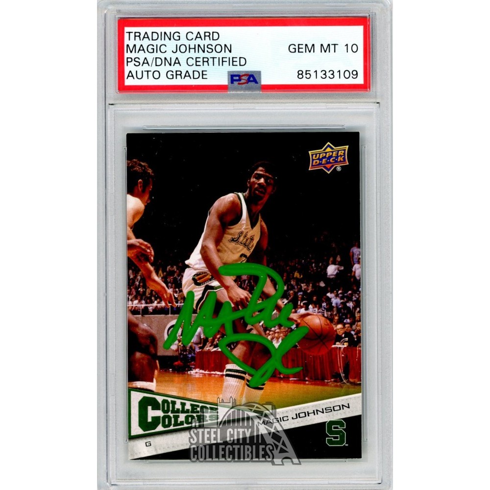 Magic Johnson 2010-11 Upper Deck College Colors Autograph Card #3 PSA ...