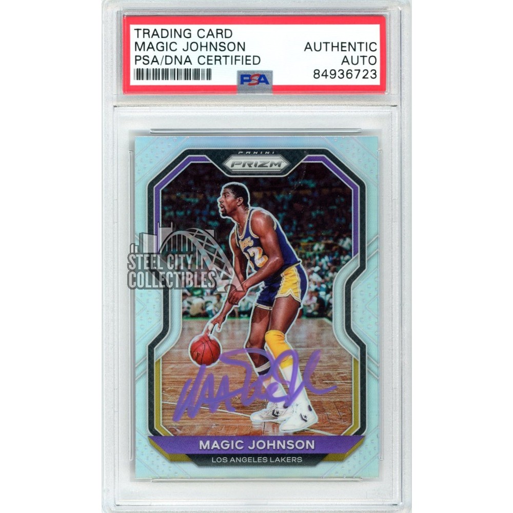 Magic Johnson 2020-21 Panini Prizm Silver Autograph Card #219 PSA/DNA ...