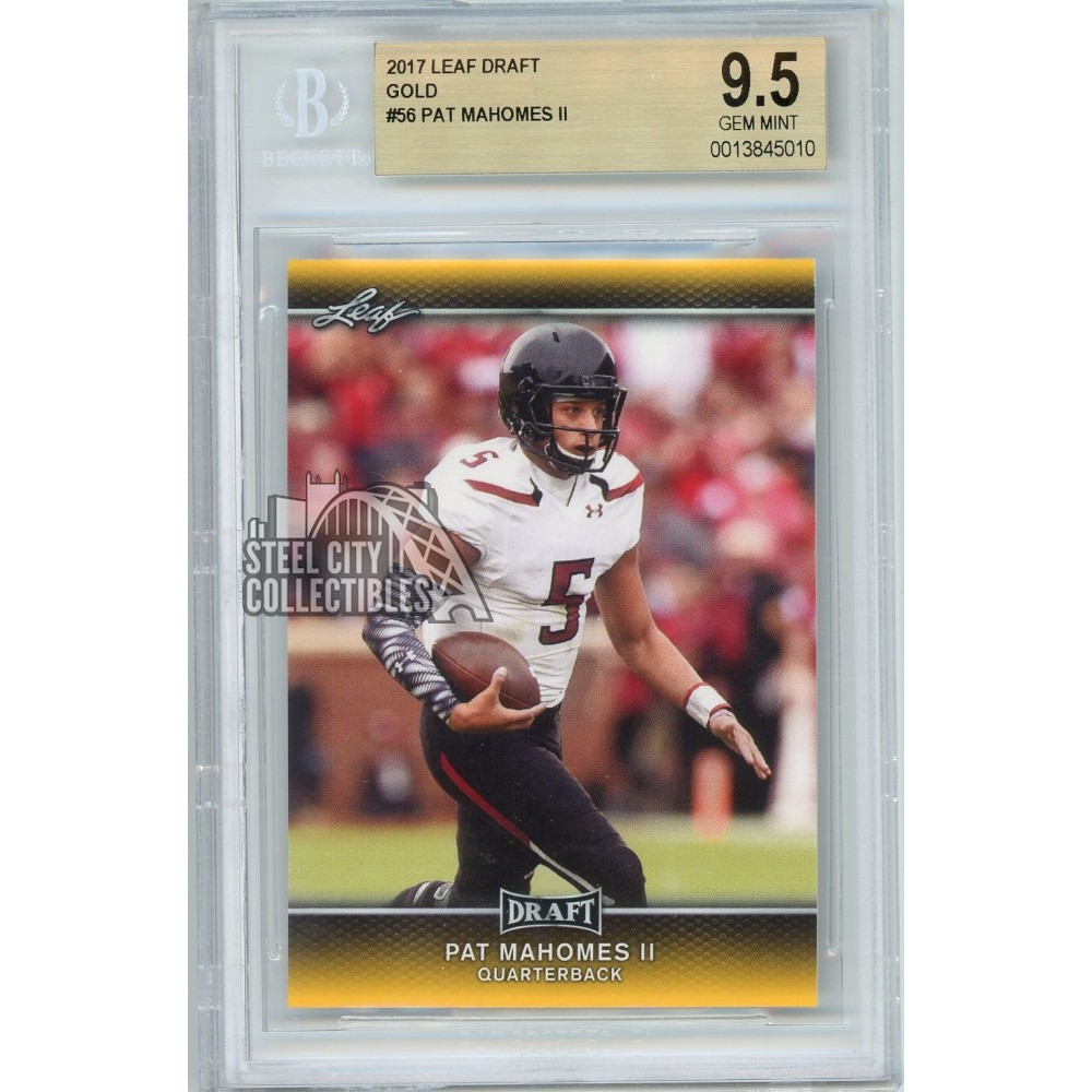 Patrick Mahomes 2017 Leaf Draft Gold Rookie Card #56 BGS 9.5 Gem Mint ...