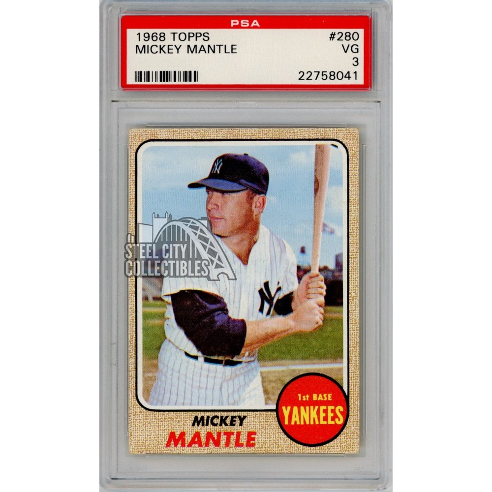Mickey Mantle 1968 Topps Baseball Card #280 PSA 3 VG | Steel City ...
