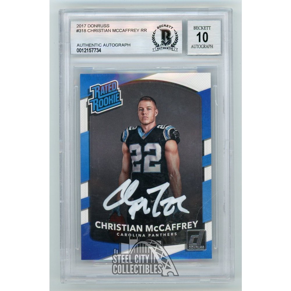 Christian McCaffrey 2017 Donruss Autographed Rookie RC Card #318 - BAS ...