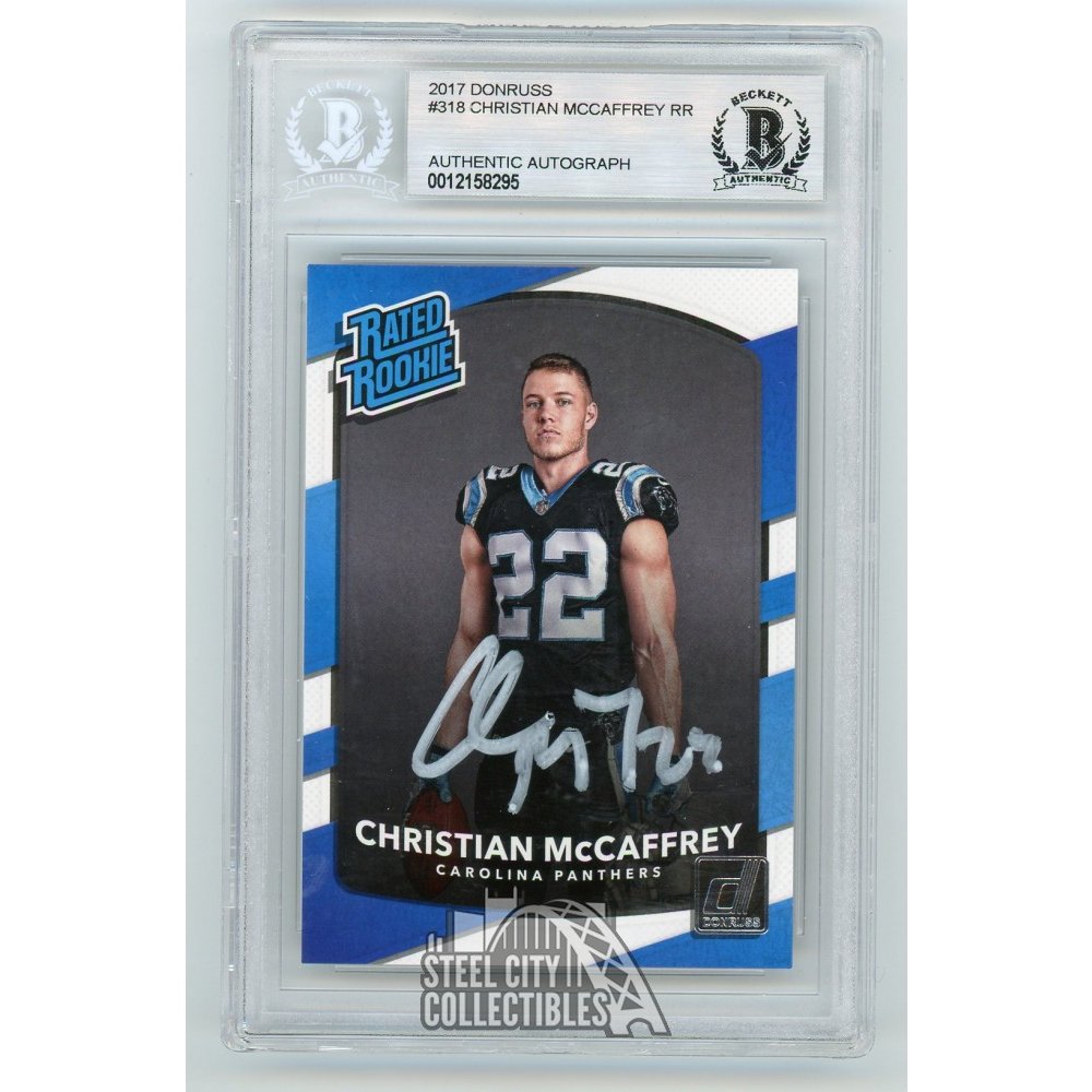 Christian McCaffrey 2017 Donruss Autographed Rookie RC Card #318 - BAS ...