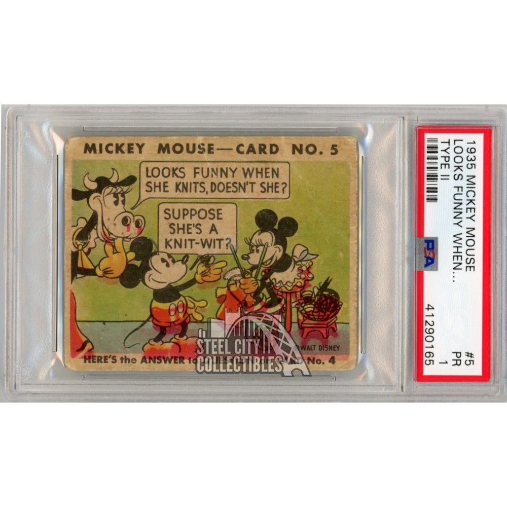Mickey Mouse 1935 Walt Disney Type II Looks Funny When... Card #5 PSA 1 ...