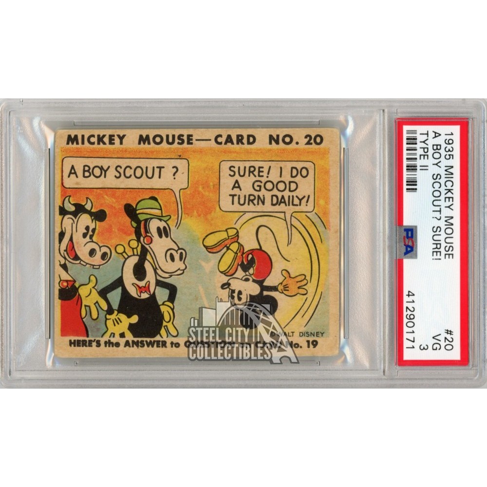Mickey Mouse 1935 Walt Disney Type II A Boy Scout? Sure! Card #20 PSA 3 ...