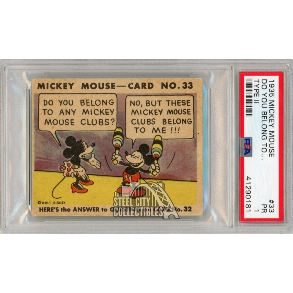 Mickey Mouse 1935 Walt Disney Type II Do You Belong To... Card #33 PSA ...