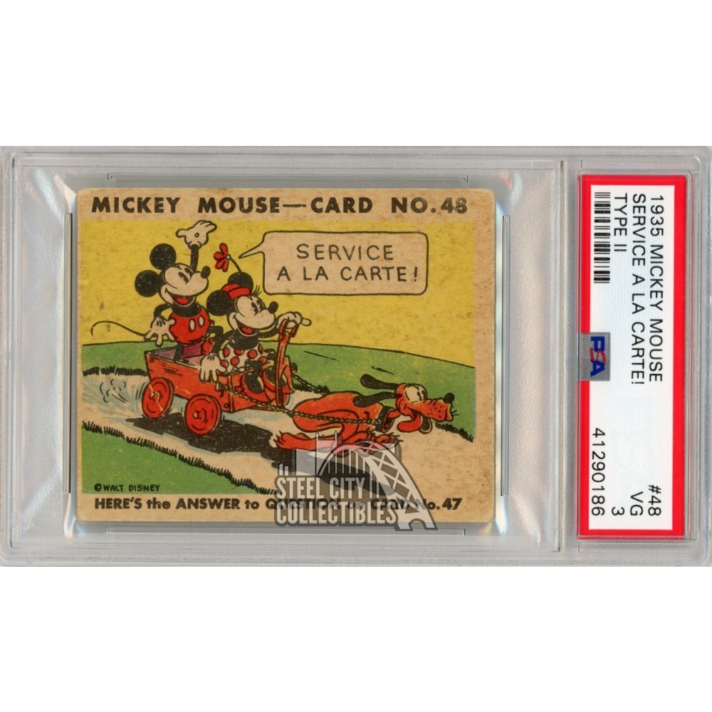 Mickey Mouse 1935 Walt Disney Type II Service A La Carte! Card #48 PSA ...