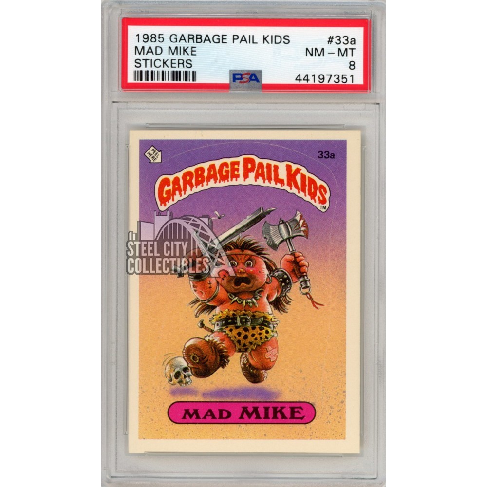 Mad Mike 1985 Garbage Pail Kids Sticker Card #33a PSA 8 | Steel City ...