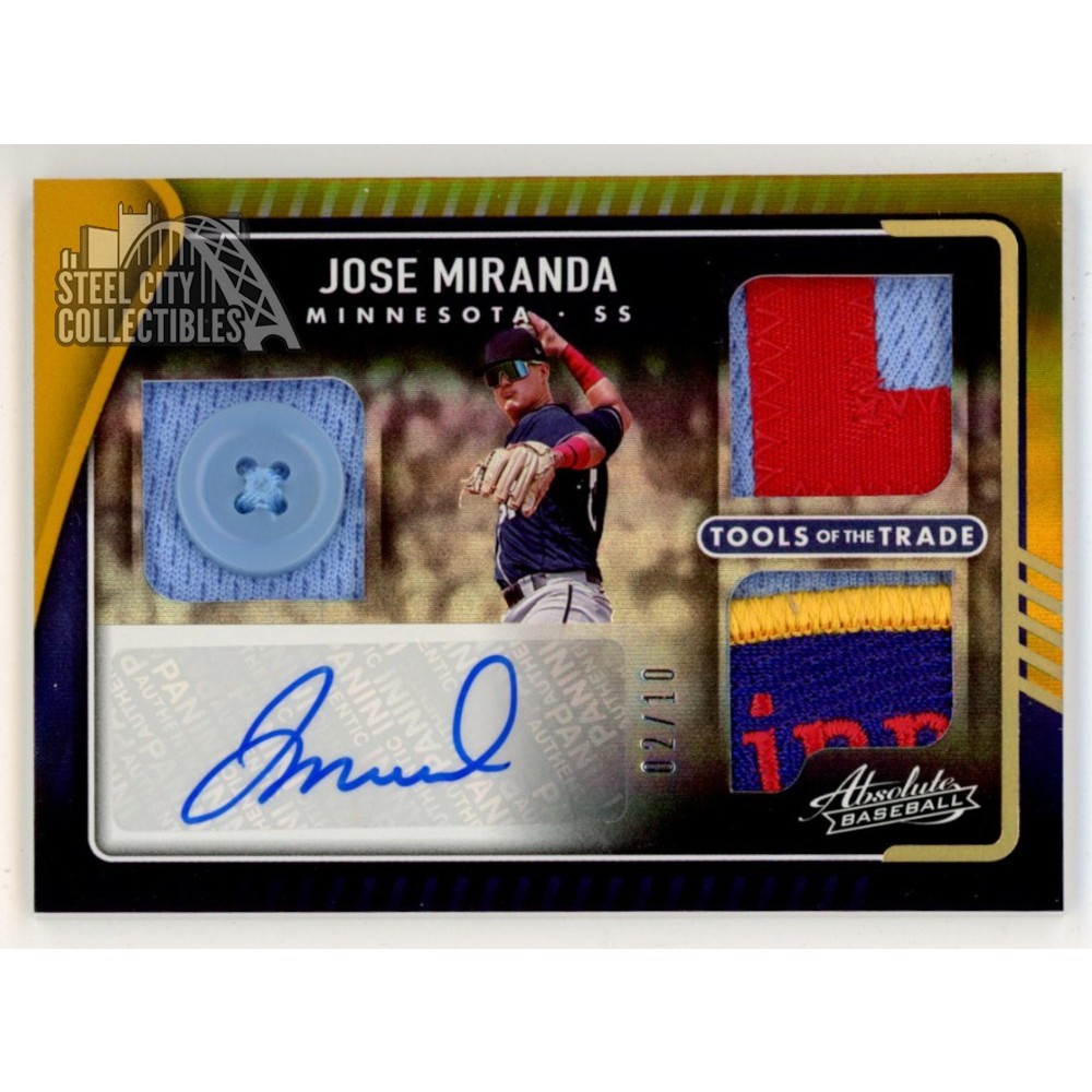 Jose Miranda 2022 Panini Absolute Gold Autograph Triple Patch Card 02/ ...