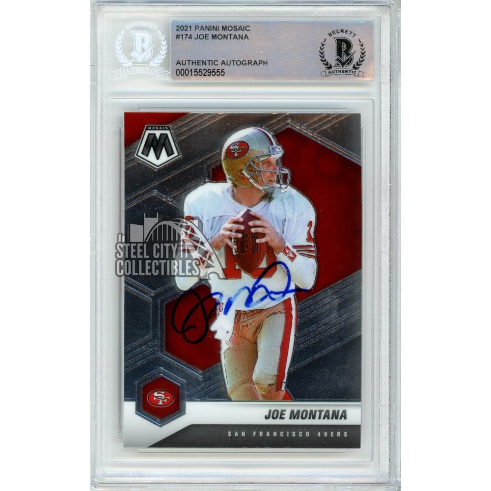 Joe Montana 2021 Panini Mosaic Autograph Card #174 BAS | Steel City ...