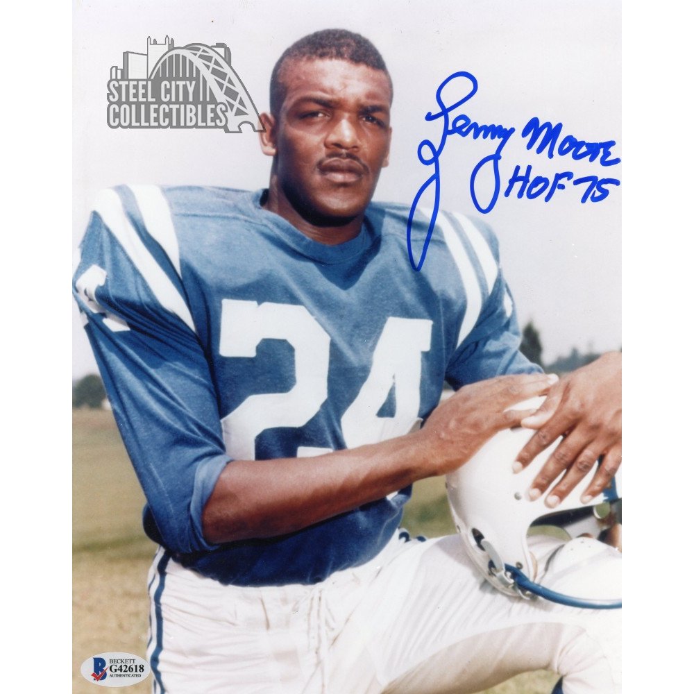 Lenny Moore HOF 75 Autographed Baltimore Colts 8x10 Photo (Color) - BAS ...