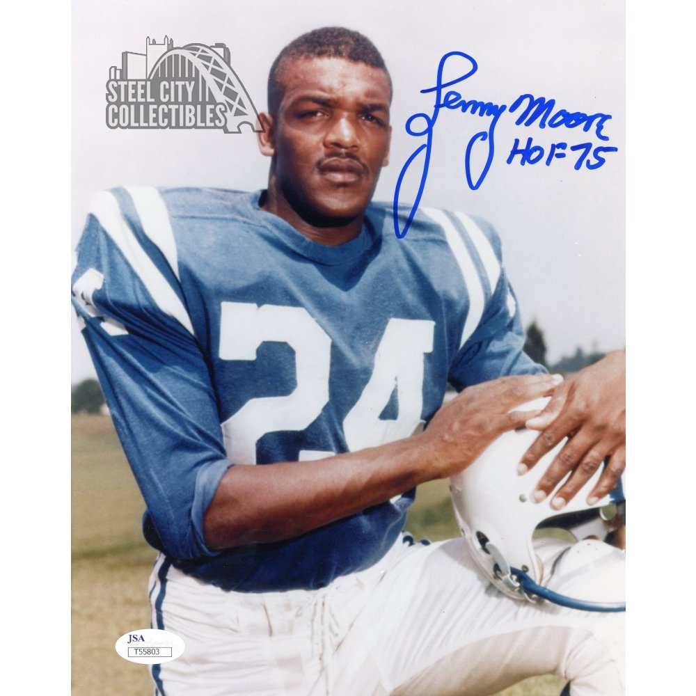 Lenny Moore HOF 75 Autographed Baltimore Colts 8x10 Photo - JSA COA ...