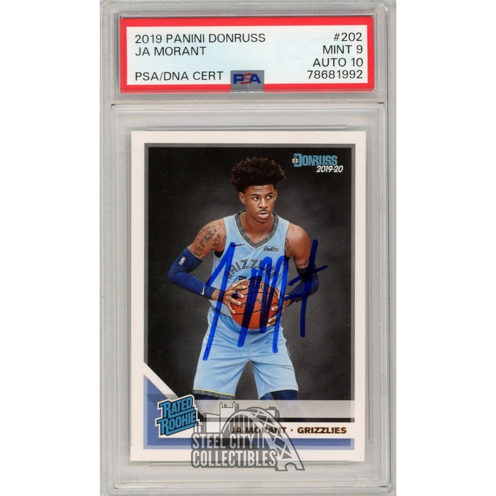 Ja Morant 2019-20 Panini Donruss Rated Rookie Autograph Card #202 PSA 9 ...
