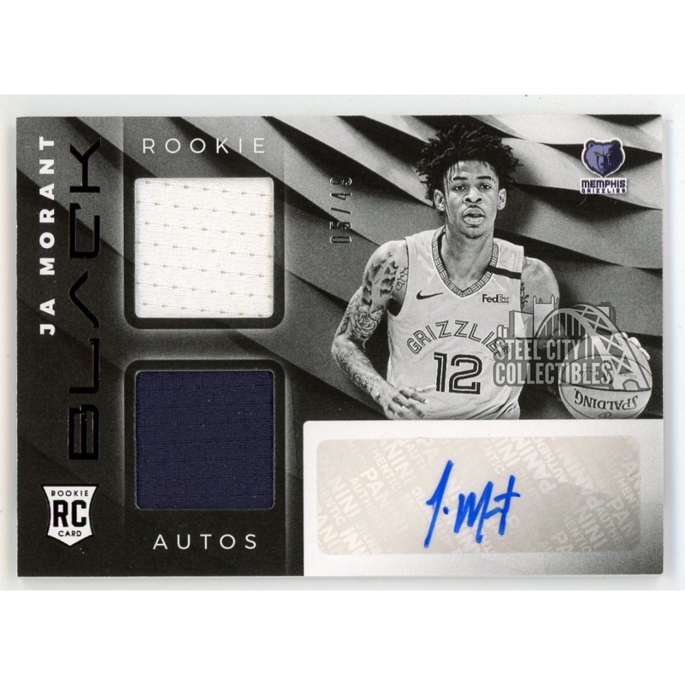 Ja Morant 2019-20 Panini Black Autograph Rookie Jersey Card 05/49 ...