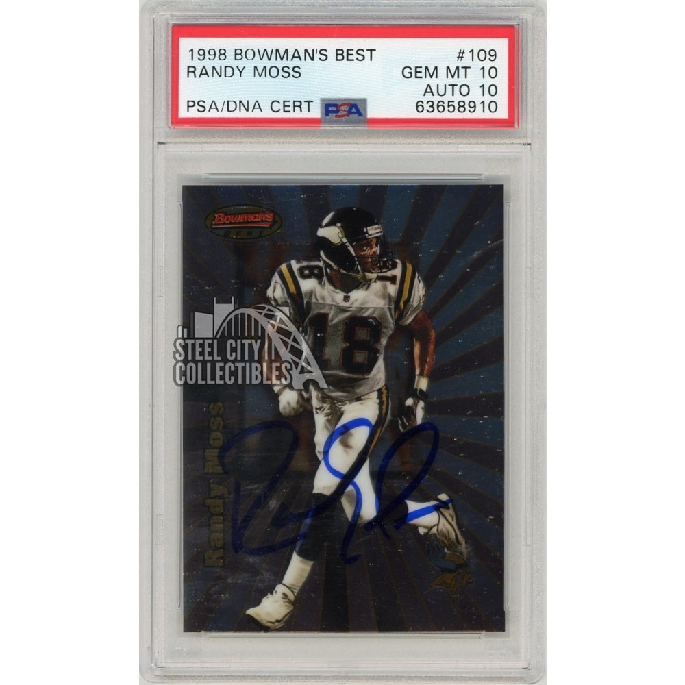 Randy Moss 1998 Bowman's Best Autograph Rookie Card RC #109 PSA 10 PSA ...