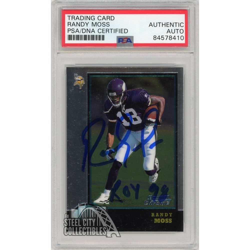 Randy Moss 1998 Bowman Chrome ROY 98 Autograph Rookie Card RC #182 PSA ...