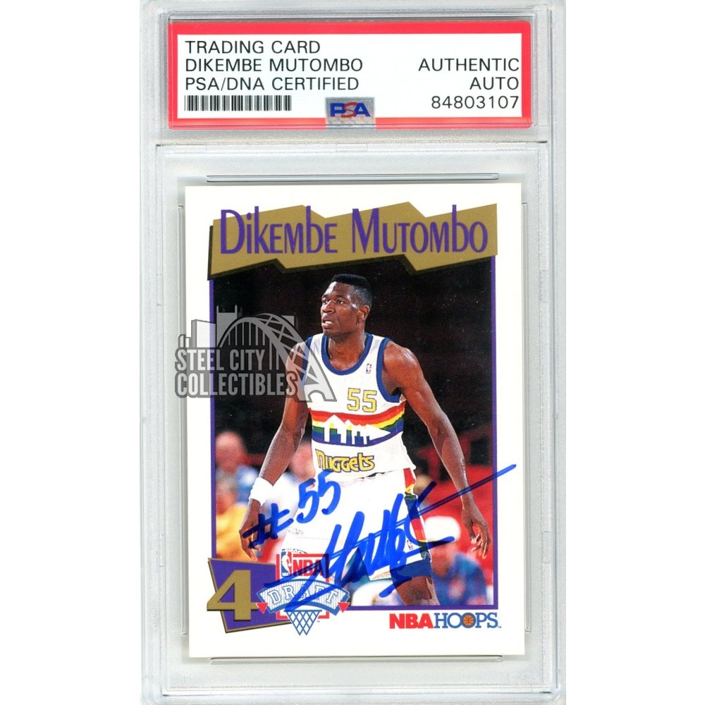 Dikembe Mutombo 1991-92 Hoops Autograph Rookie Card #549 PSA/DNA ...