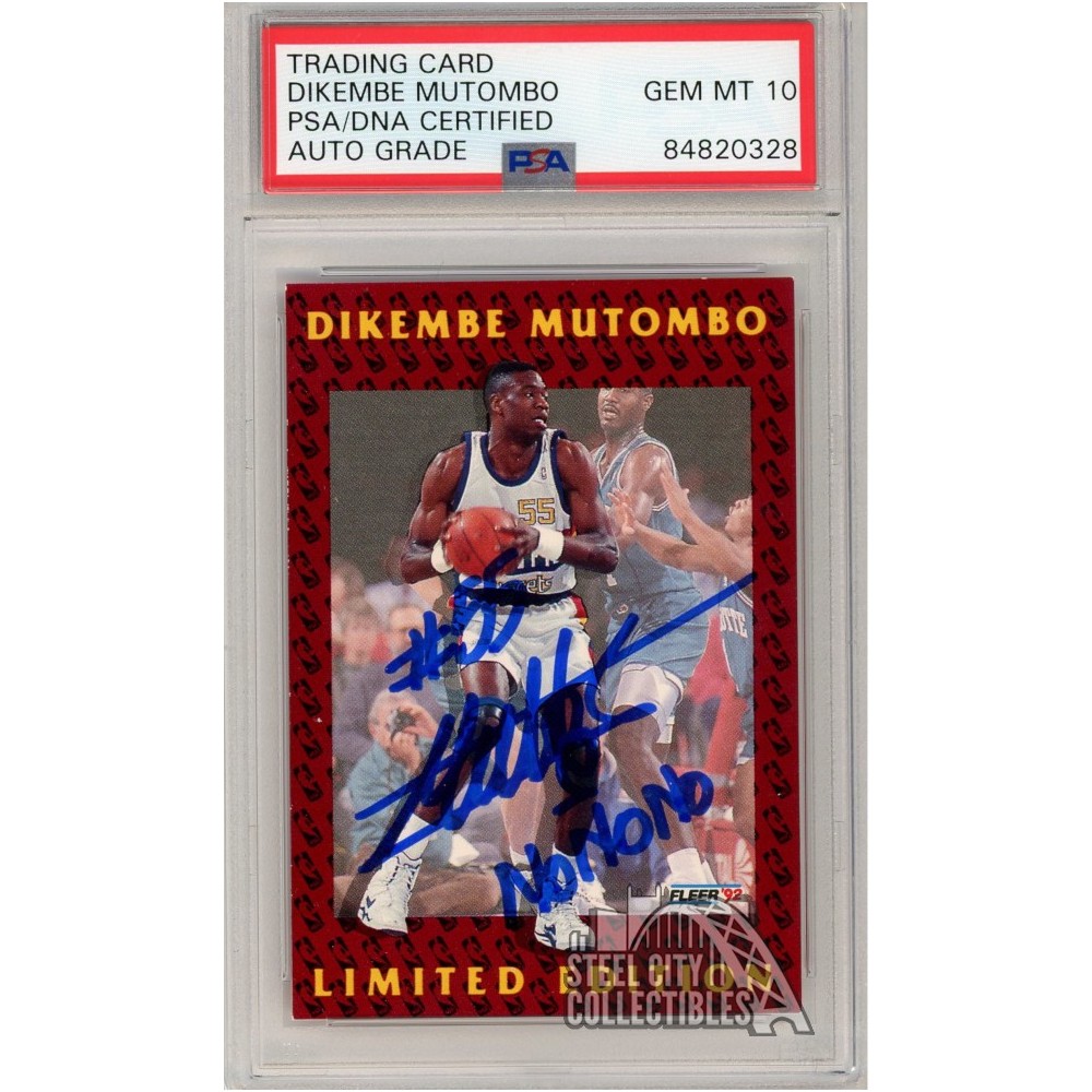 Dikembe Mutombo 1992-93 Fleer "No No No" Autograph Card #4 PSA/DNA 10 ...