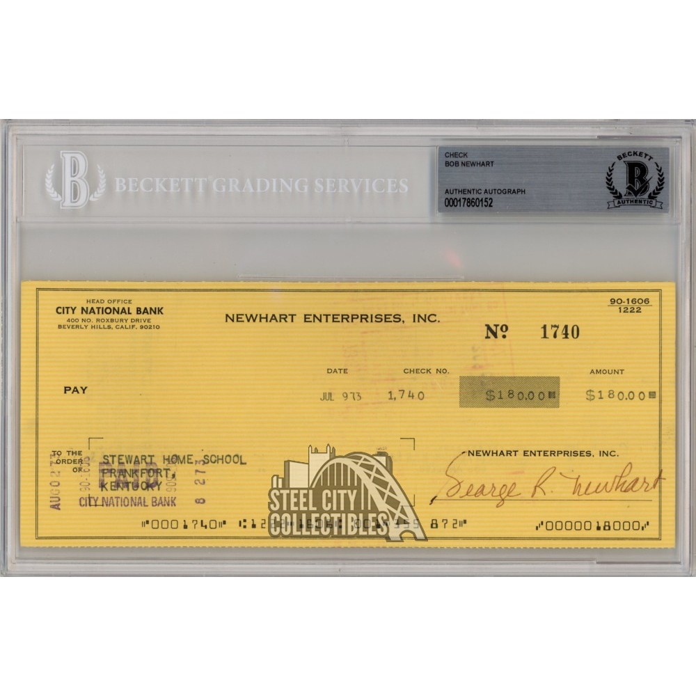 Bob Newhart Autographed Check BAS | Steel City Collectibles