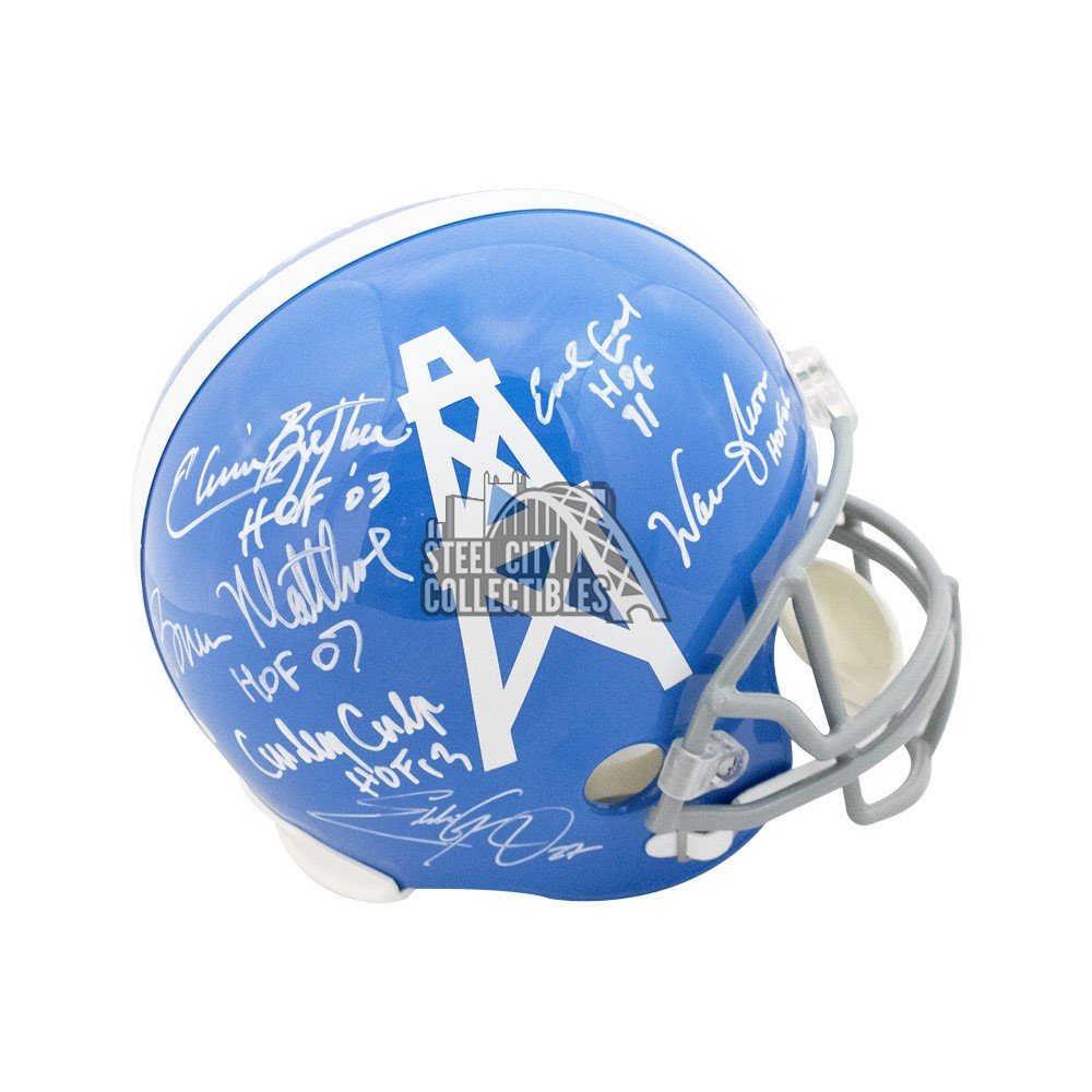Houston Oilers Greats Autographed Blue Full-Size Football Helmet - BAS ...