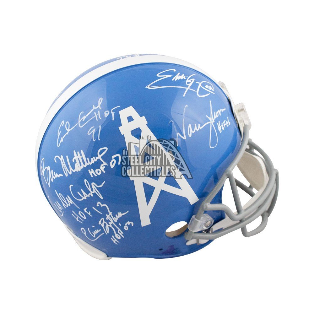 Houston Oilers Greats Autographed Proline Blue Full-Size Football ...