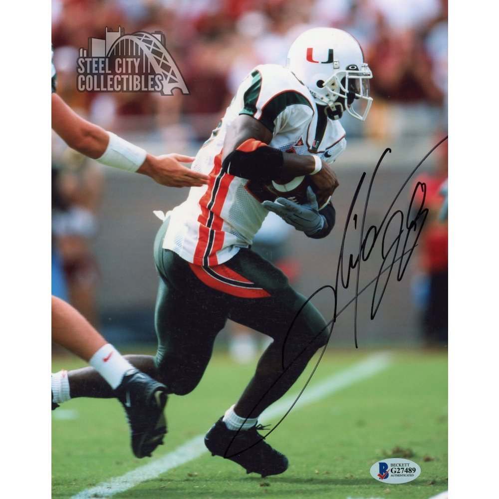 Clinton Portis Autographed Miami Hurricanes 8x10 Photo (Running) - BAS ...
