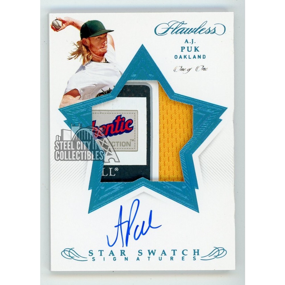 AJ Puk 2020 Panini Flawless Sapphire Autograph Tag Patch Card 1/1 ...