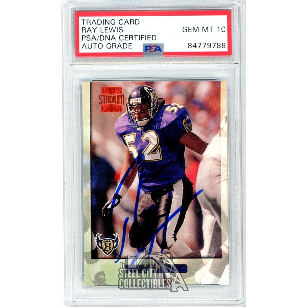 Ray Lewis 1996 Topps Stadium Club Autograph Rookie Card #351 PSA/DNA 10 ...