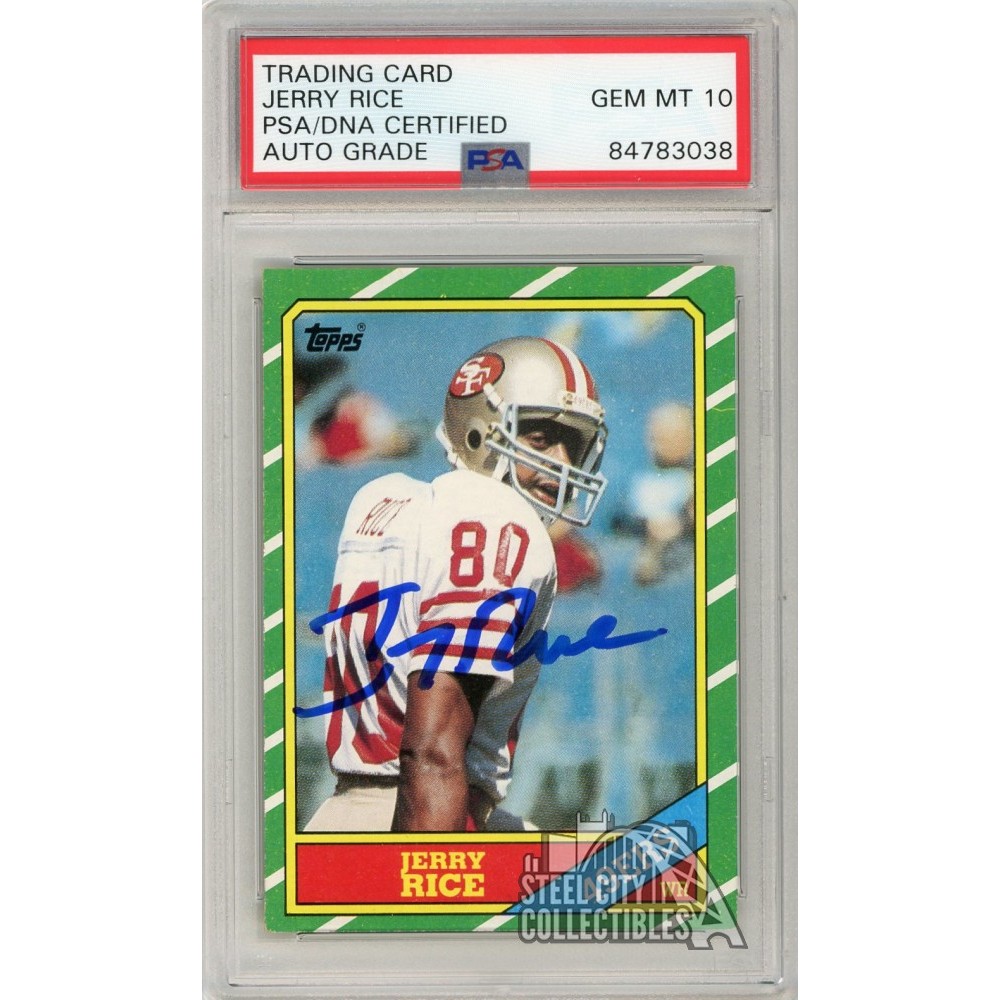 Jerry Rice 1986 Topps Autograph Rookie Card #161 PSA/DNA 10 | Steel ...