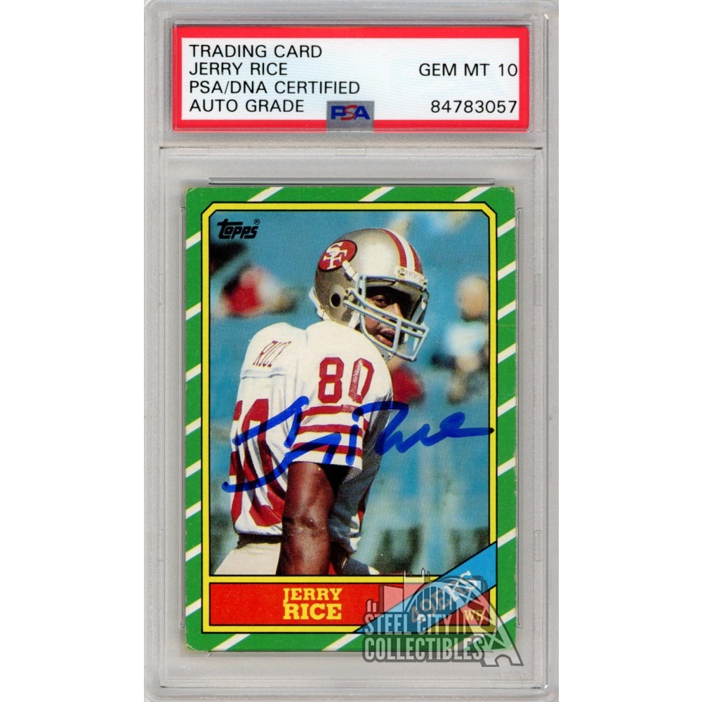 Jerry Rice 1986 Topps Autograph Rookie Card #161 PSA/DNA 10 | Steel ...