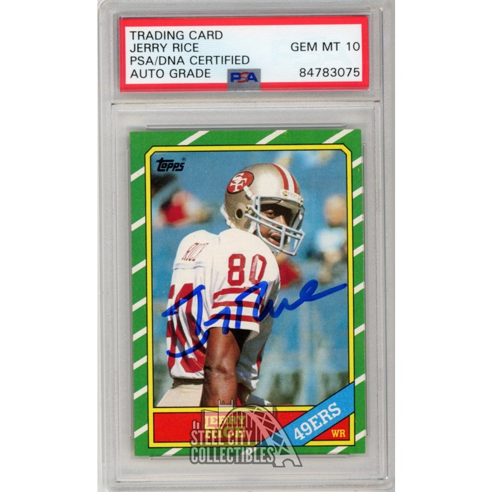 Jerry Rice 1986 Topps Autograph Rookie Card #161 PSA/DNA 10 | Steel ...
