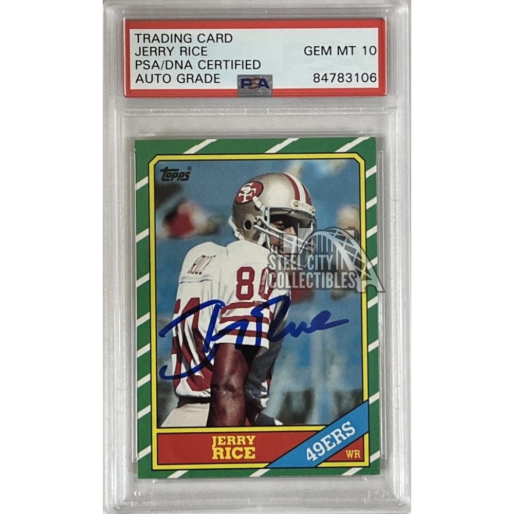 Jerry Rice 1986 Topps Autograph Rookie Card RC #161 PSA/DNA 10 | Steel ...
