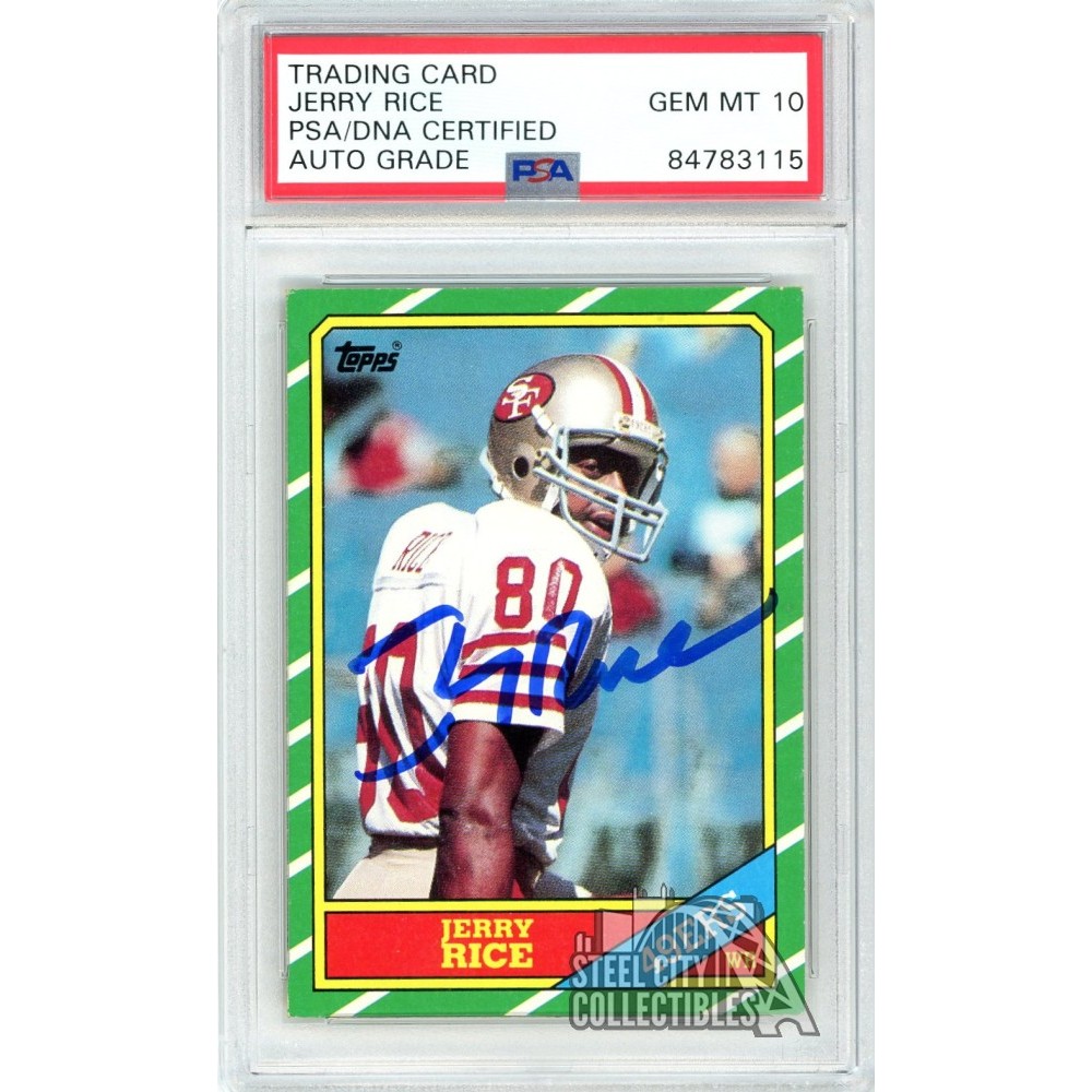 Jerry Rice 1986 Topps Autograph Rookie Card #161 PSA/DNA 10 | Steel ...