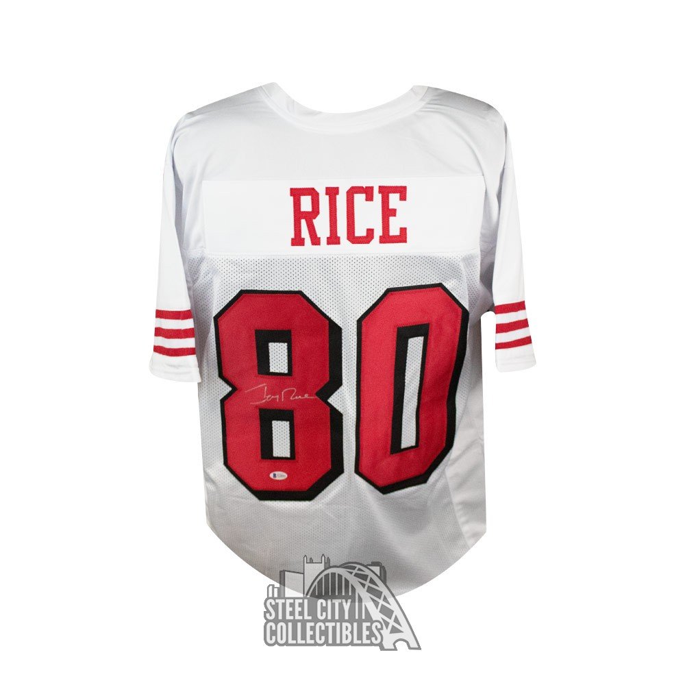 Jerry Rice Autographed San Francisco White Custom Football Jersey - BAS ...