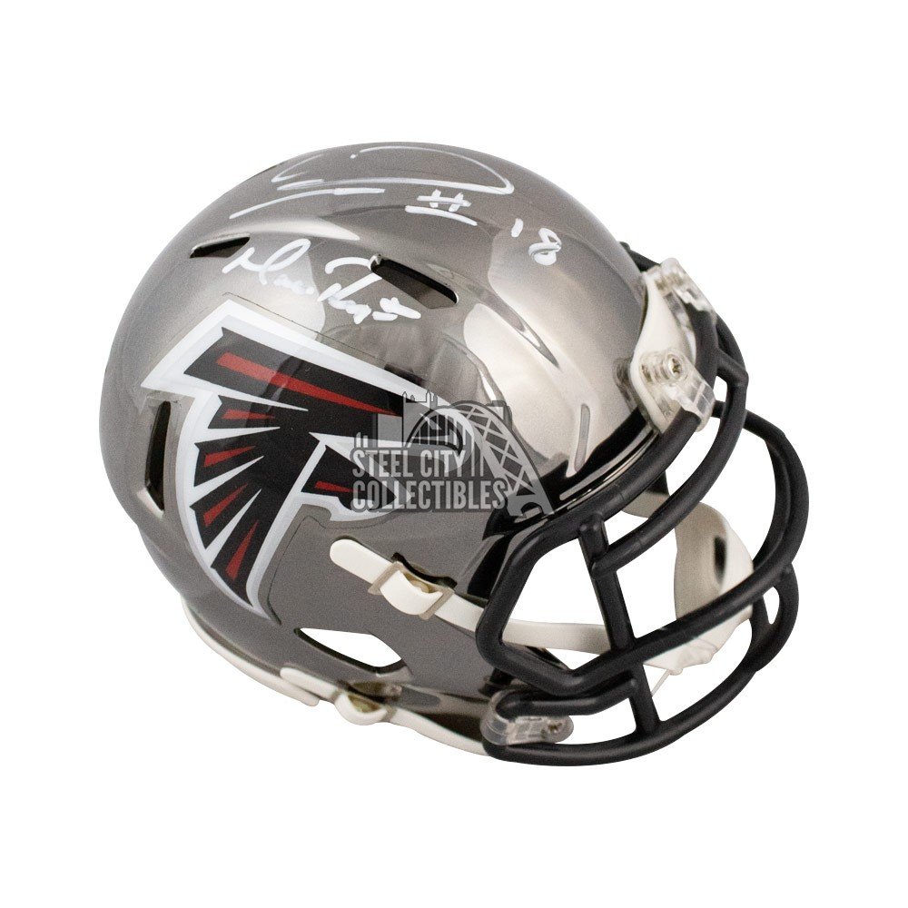 Matt Ryan Calvin Ridley Autographed Falcons Chrome Mini Football Helmet ...