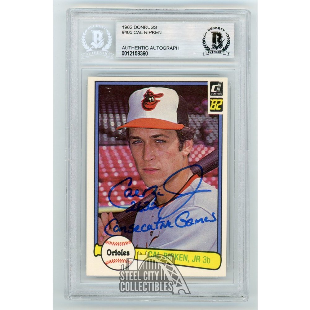 Cal Ripken 2632 Consecutive Games 1982 Donruss Autographed Card #405 ...