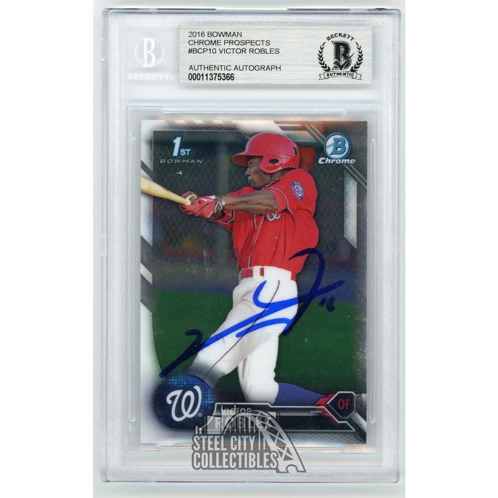 Victor Robles 2016 Bowman Chrome Prospects Autographed Card - BAS ...
