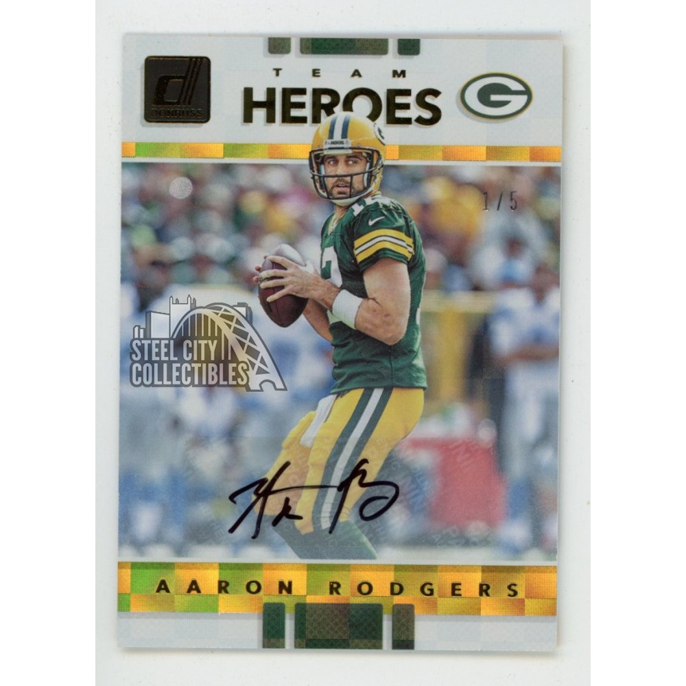 Aaron Rodgers 2017 Panini Donruss Team Heroes Autograph Card #20 1/5 ...
