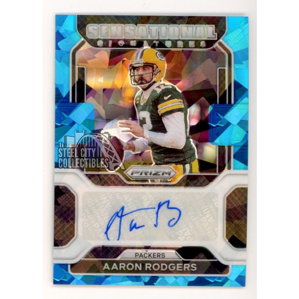Aaron Rodgers 2021 Panini Prizm Sensational Signatures Blue Ice ...